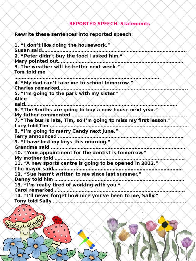 9257 Reported Speech Statements | PDF