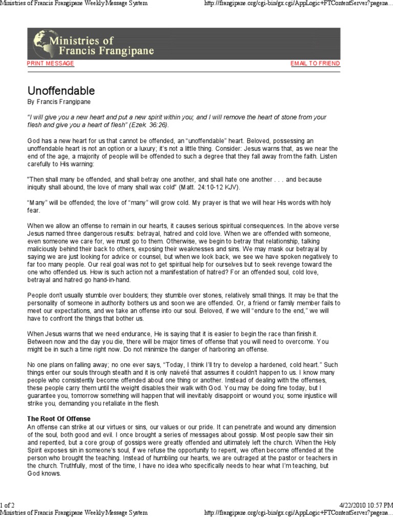 Unoffendable Part 1 | PDF | Repentance | Soul