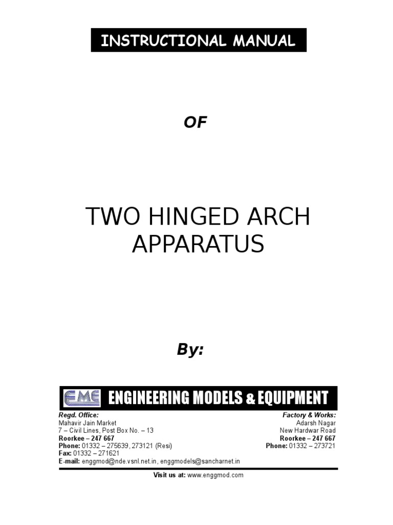 Two Hinged Arch Apparatus: Instructional Manual | PDF | Force | Classical Mechanics