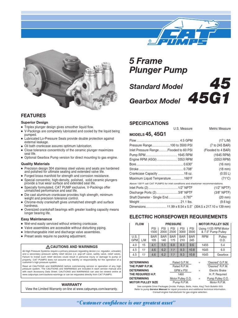 Manual Cat Pump Model 45 | PDF | Pump | Valve