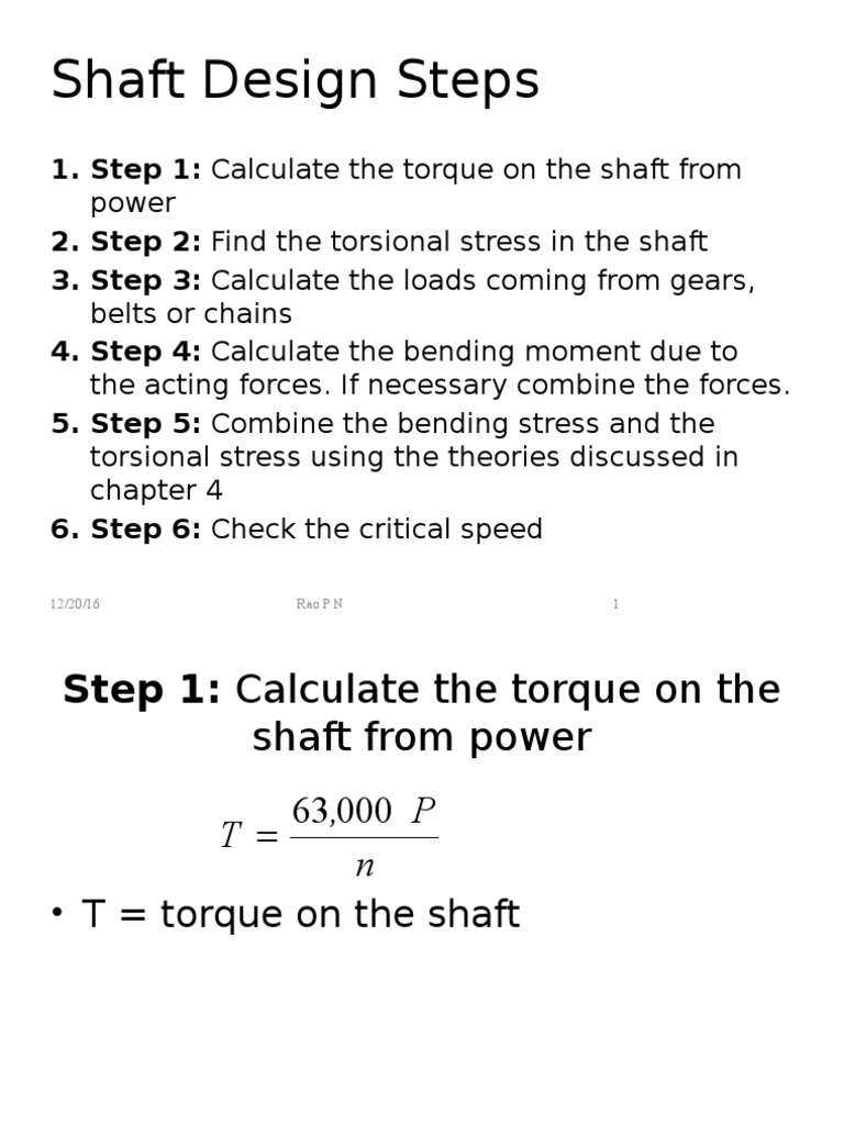 Md-17 Shaft Design Steps | PDF
