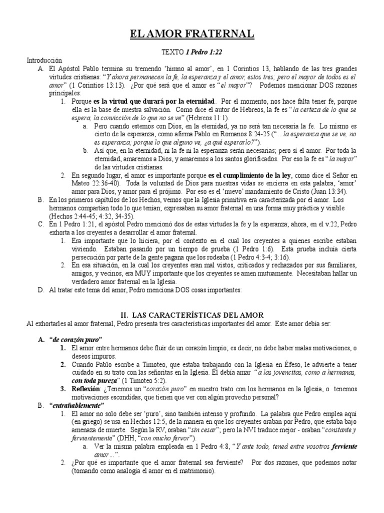 El Amor Fraternal | PDF | Fe | Primera epístola a los corintios