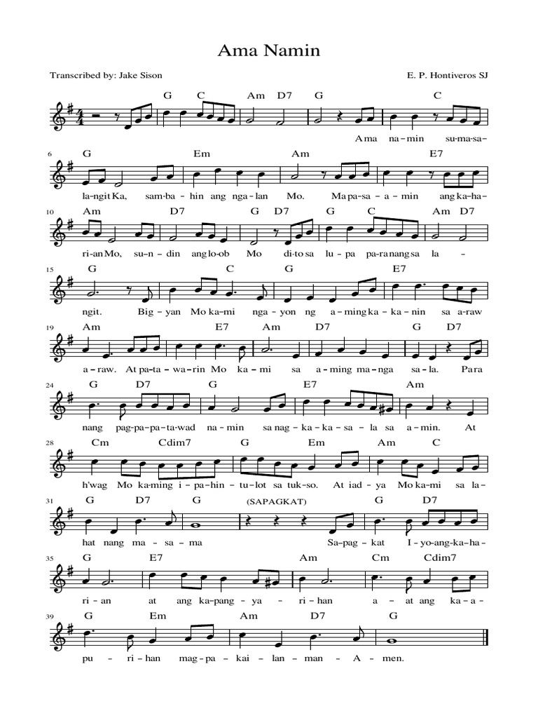 Ama Namin - E. P. Hontiveros SJ | PDF