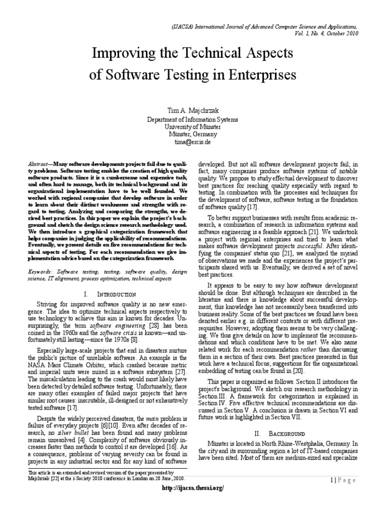 Improving The Technical Aspects of Software Testing in Enterprises ...