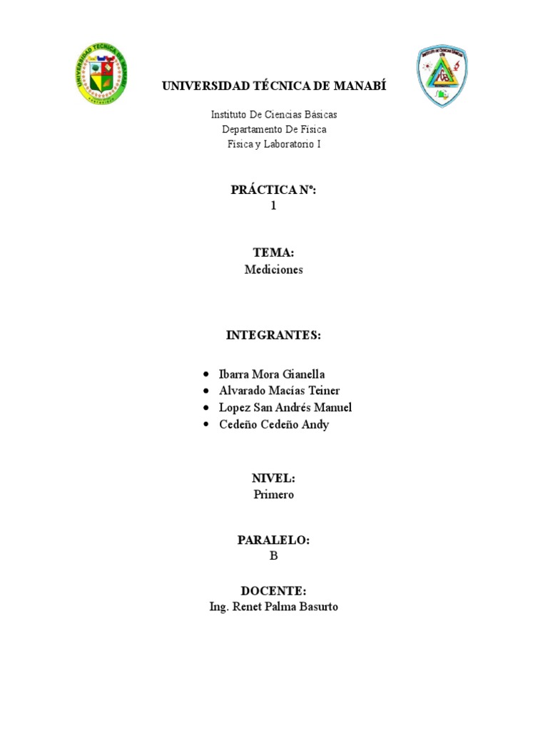 Informe De Laboratorio De Física Mediciones Medición Observación