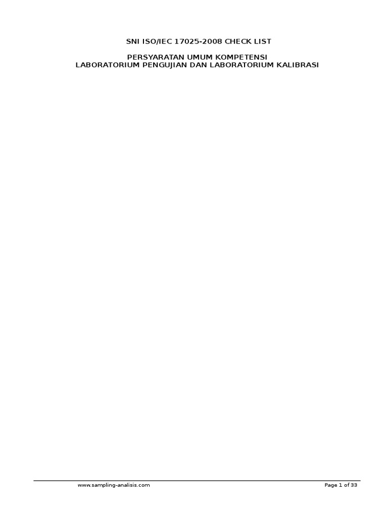 Persyaratan Umum Kompetensi Laboratorium Pengujian dan Laboratorium Kalibrasi Berdasarkan ...