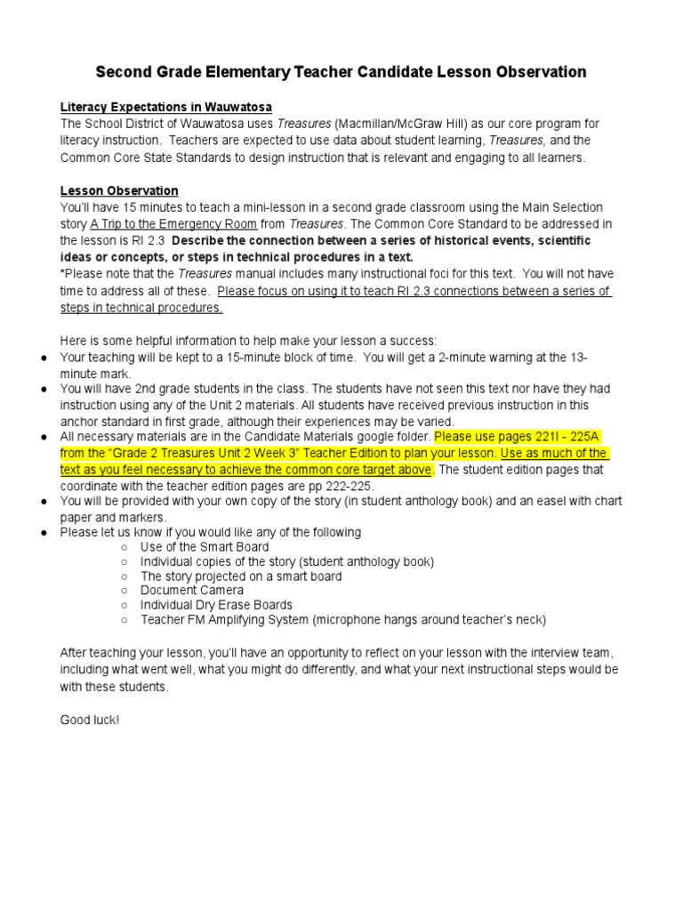 2nd Grade Lesson Directions | PDF