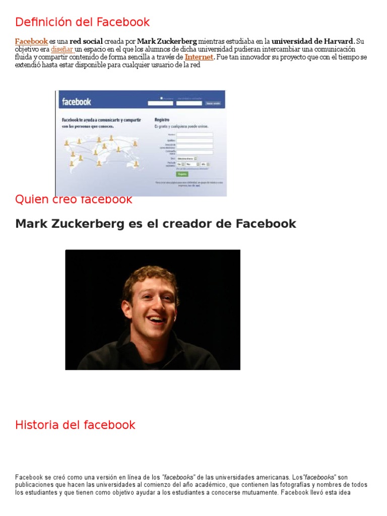 Definición Del Facebook | PDF | Facebook | Servicio de redes sociales