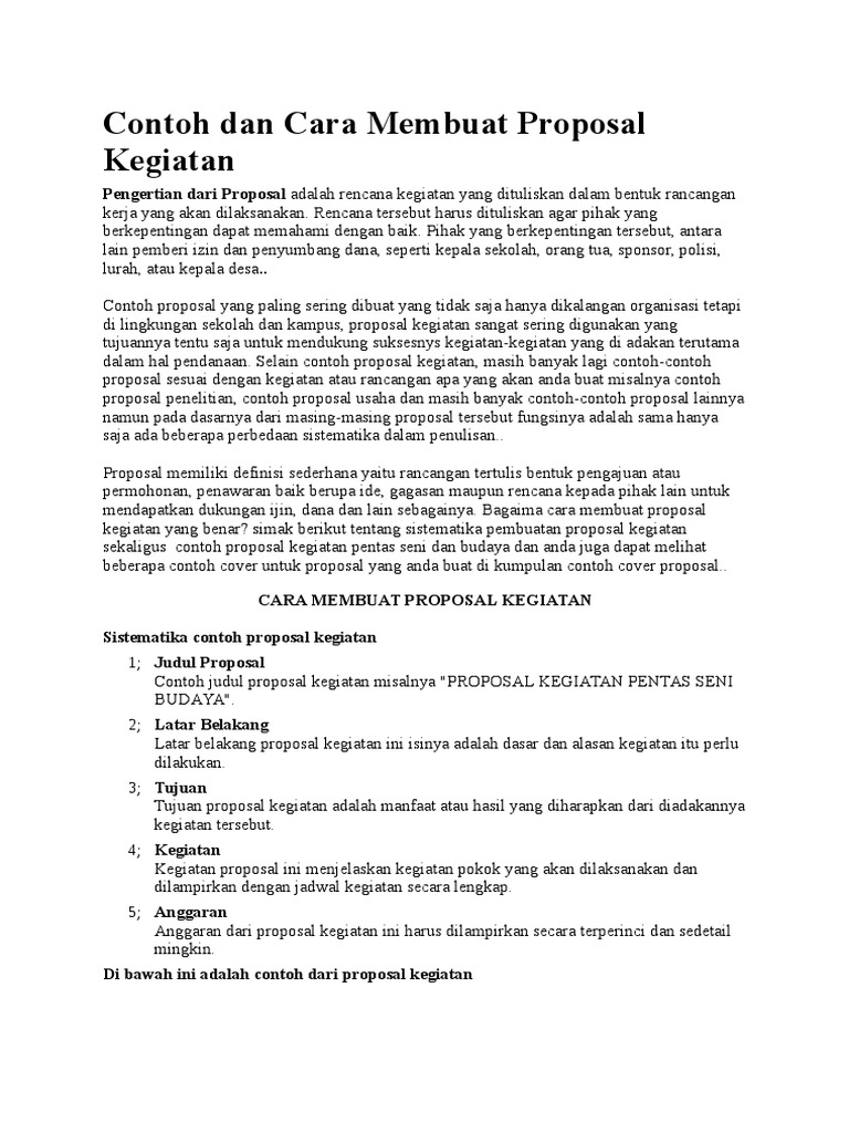 Contoh Dan Cara Membuat Proposal Kegiatan | PDF | Ilmu Sosial
