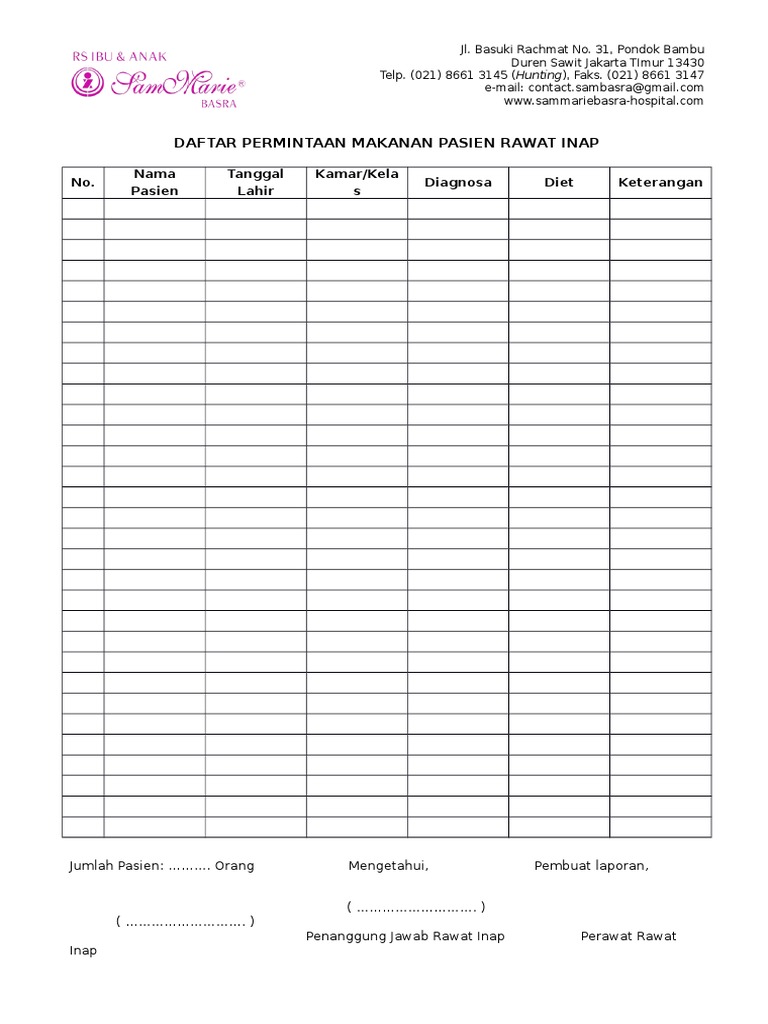 Form Permintaan Diet Pasien Ranap | PDF