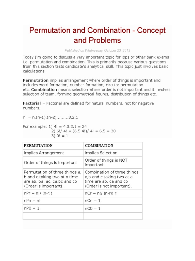 Permutation and Combination | PDF | Permutation | Alphabet