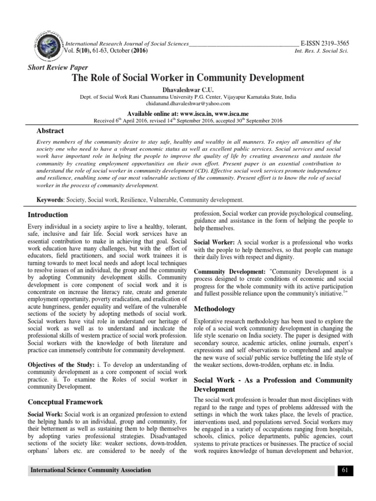 Role of Social Worker in Community Development | PDF | Community ...