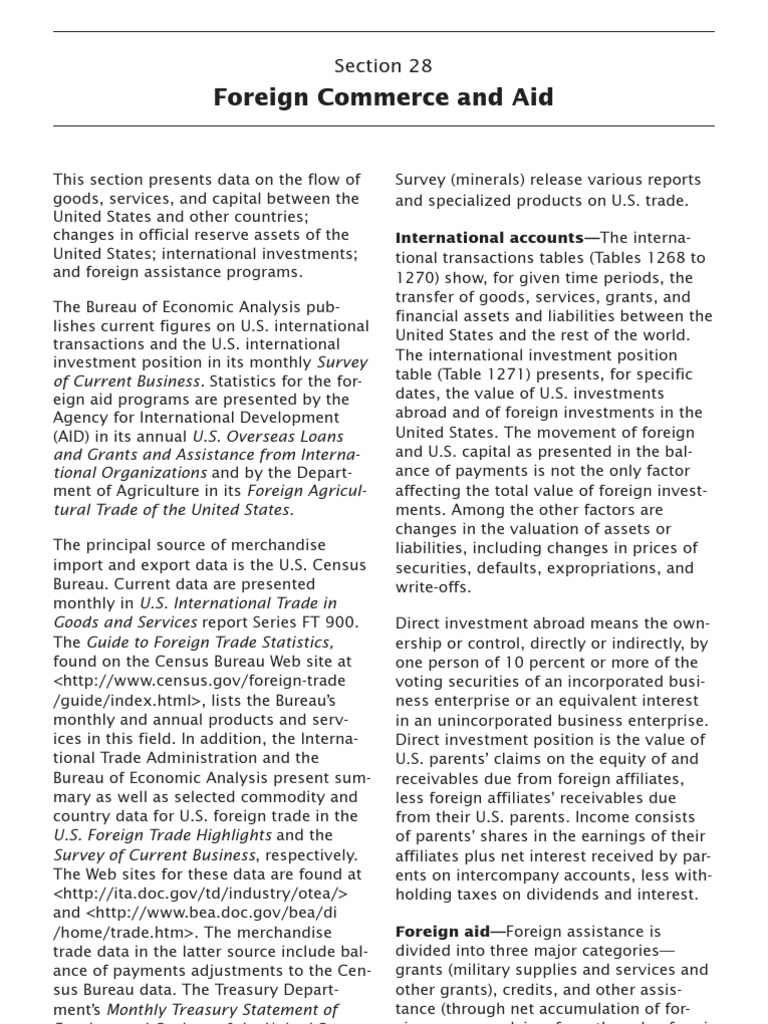 Foreign Commerce and Aid: Section 28 | PDF | National Income And ...