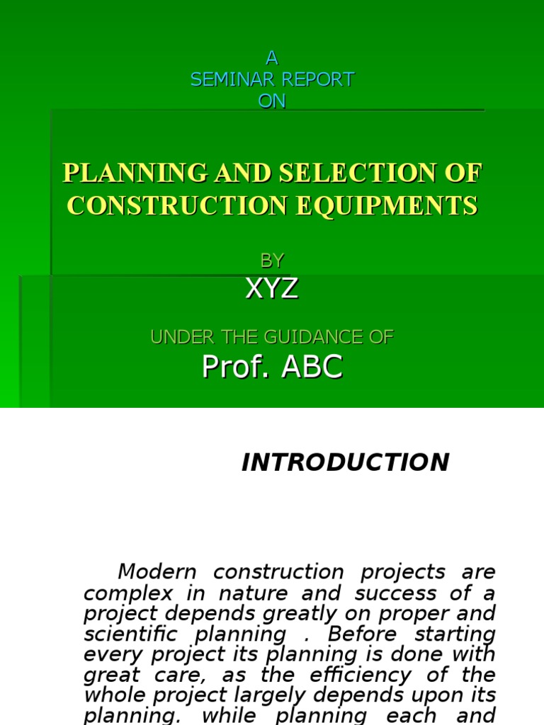 Planning and Selection of Construction Equipment's | PDF | Drilling ...