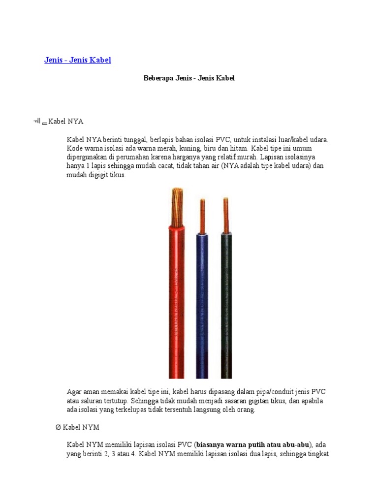 Jenis Jenis Kabel Listrik | PDF