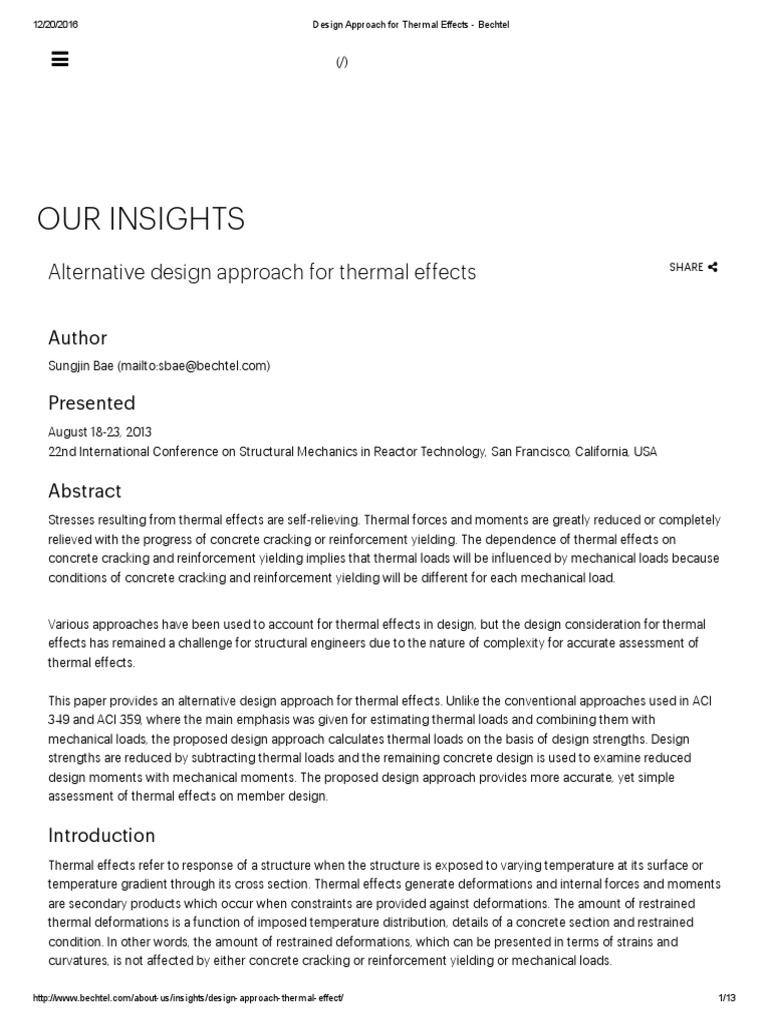 Design Approach For Thermal Effects - Bechtel | PDF | Strength Of ...