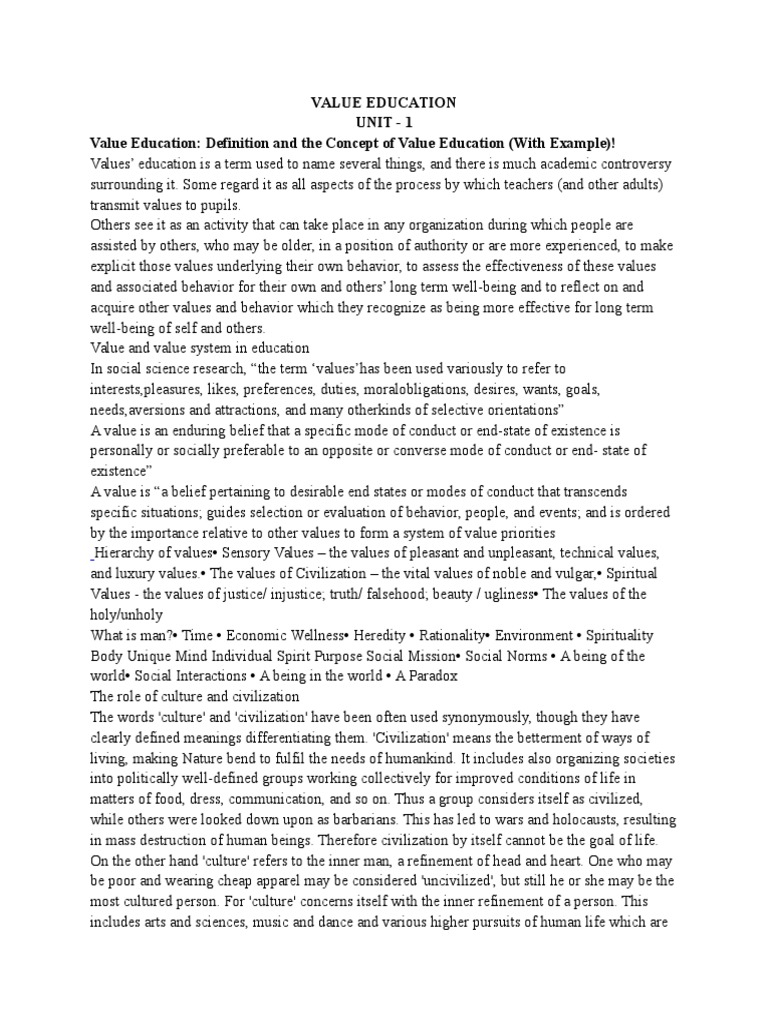 Value Education Unit 1 To 5 - Notes | PDF | Natural And Legal Rights ...