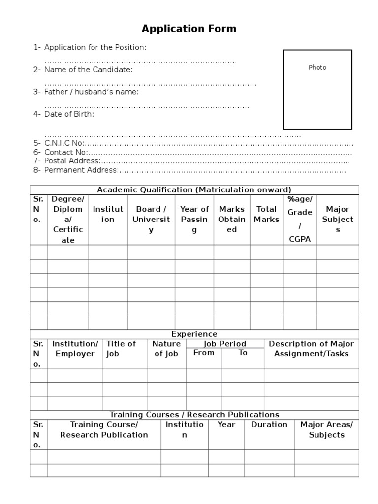 Application Form: Photo | PDF