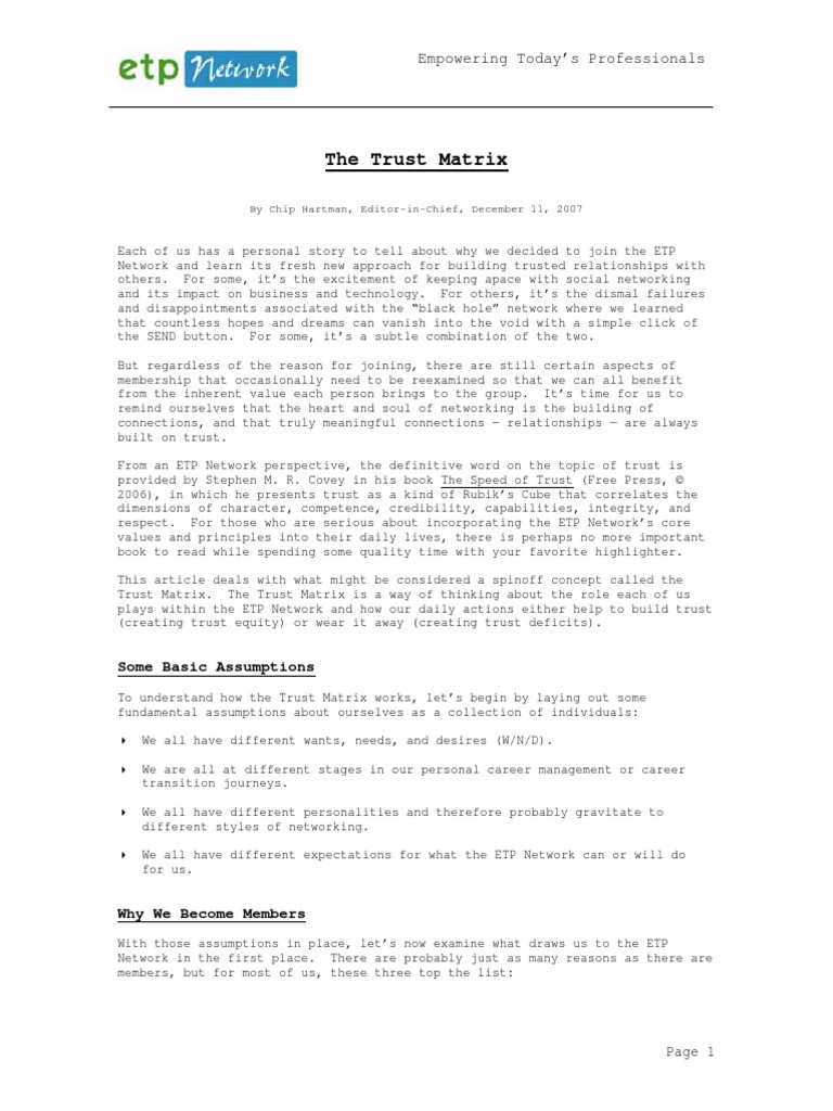 The Trust Matrix: Empowering Today's Professionals | PDF | Trust ...