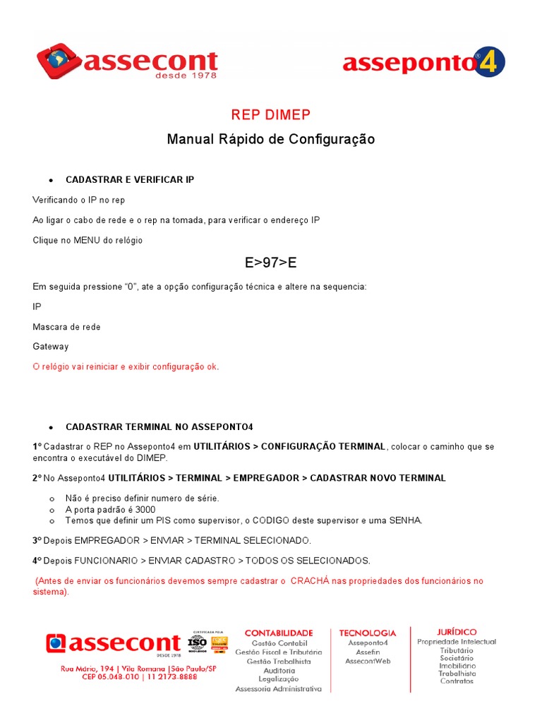 Manual Rep Dimep | Download grátis PDF | Endereço de IP | Áreas de ...