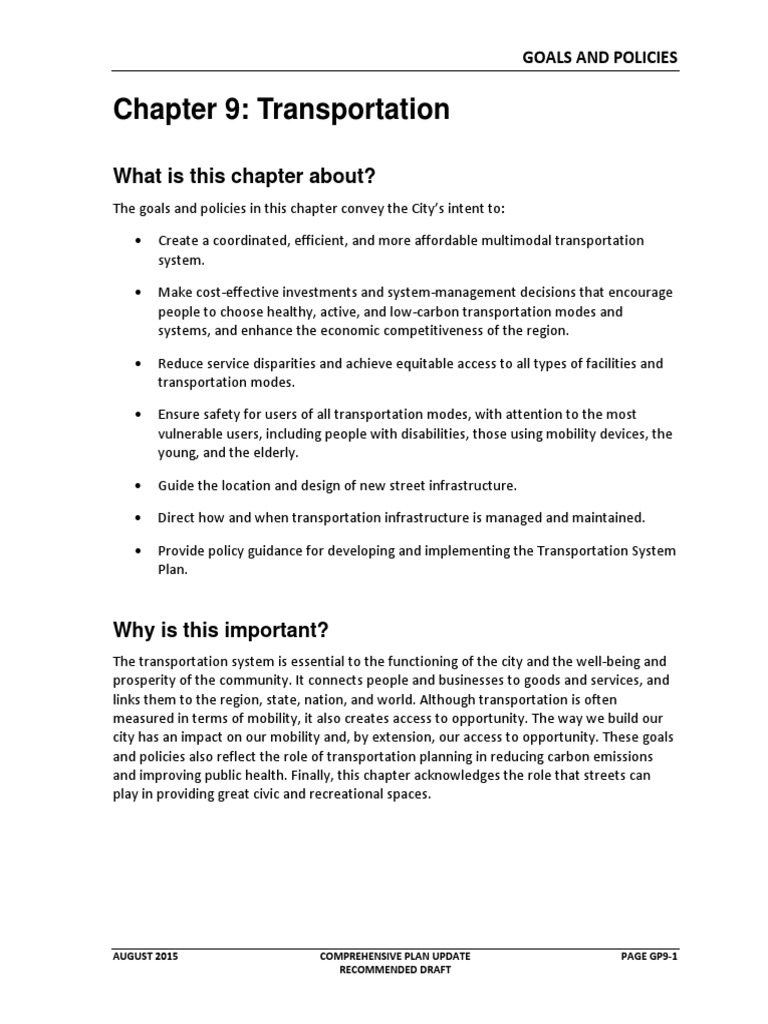 Chapter 9 - Transportation | PDF | Parking | Public Transport