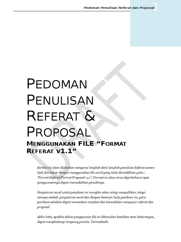 Pedoman Penulisan Referat Dengan Menggunakan FILE FORMAT (Draft) | PDF