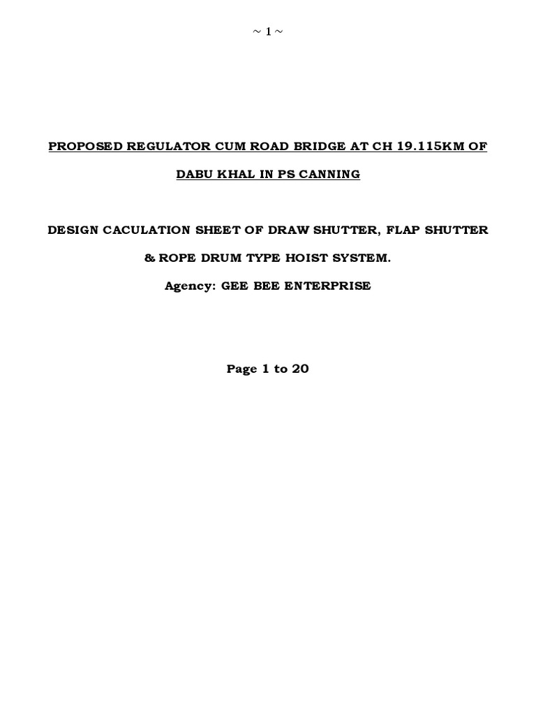Hydraulic Gate Design Calculations | PDF | Gear | Bending