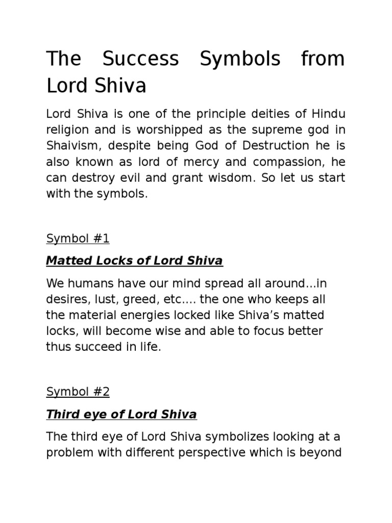 The Success Symbols From Lord Shiva | PDF