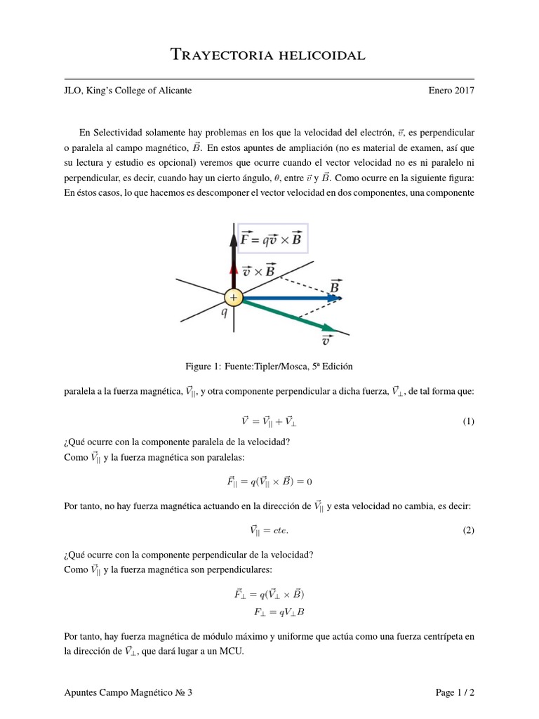 Trayectoria Helicoidal en Un Campo Magnético