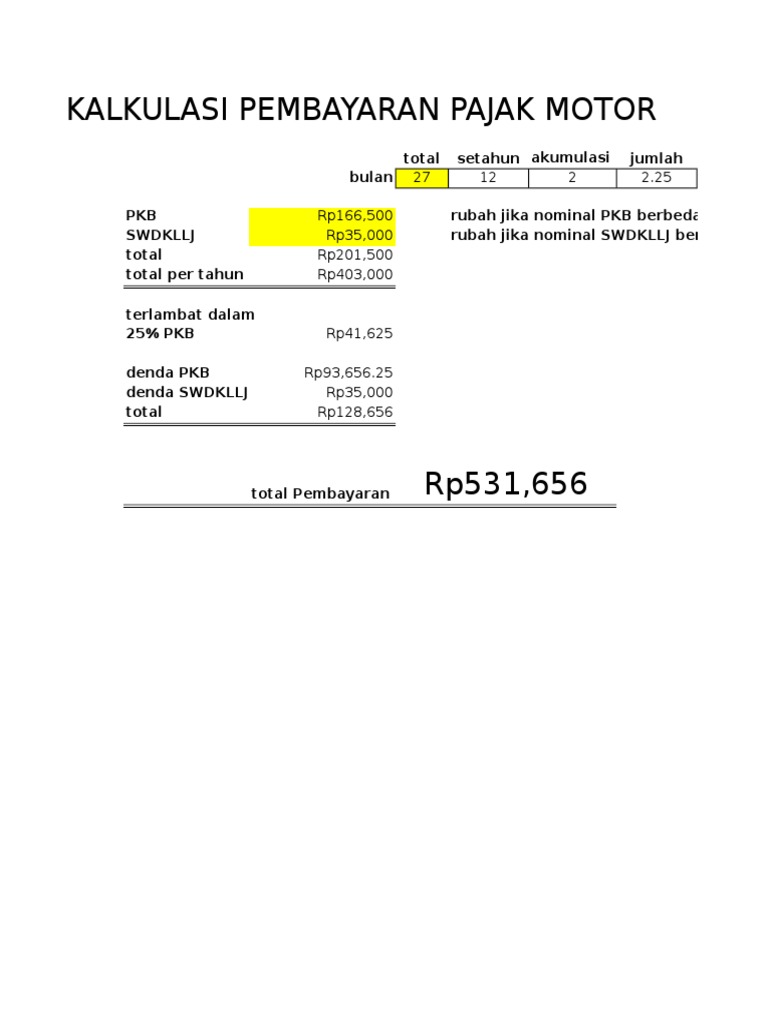 Perhitungan Pajak Motor - Perumperindo.co.id