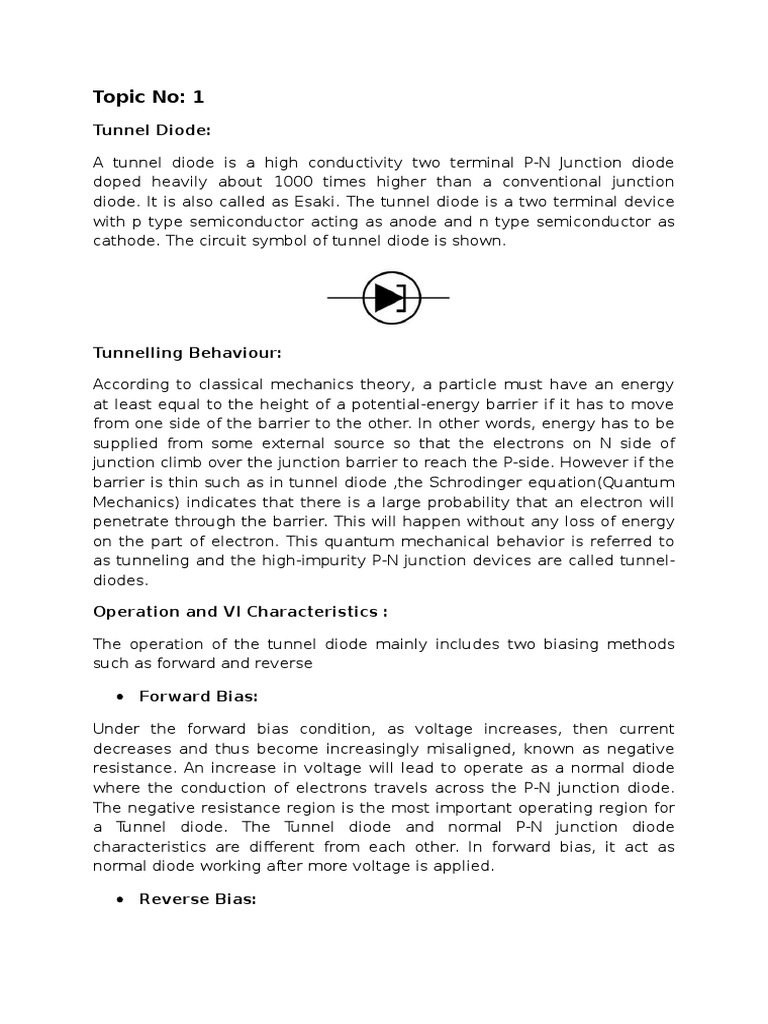 Tunnel Diode | PDF | P–N Junction | Quantum Tunnelling