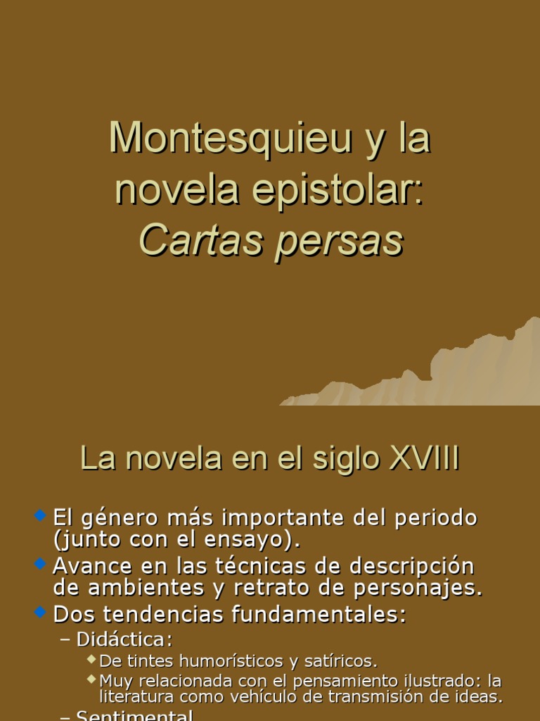 Montesquieu y la novela epistolar - "Cartas persas" | Novelas | Montesquieu