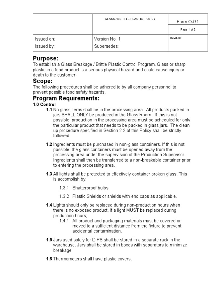 O-G1 Glass Brittle Plastic Policy | PDF | Plastic | Glasses