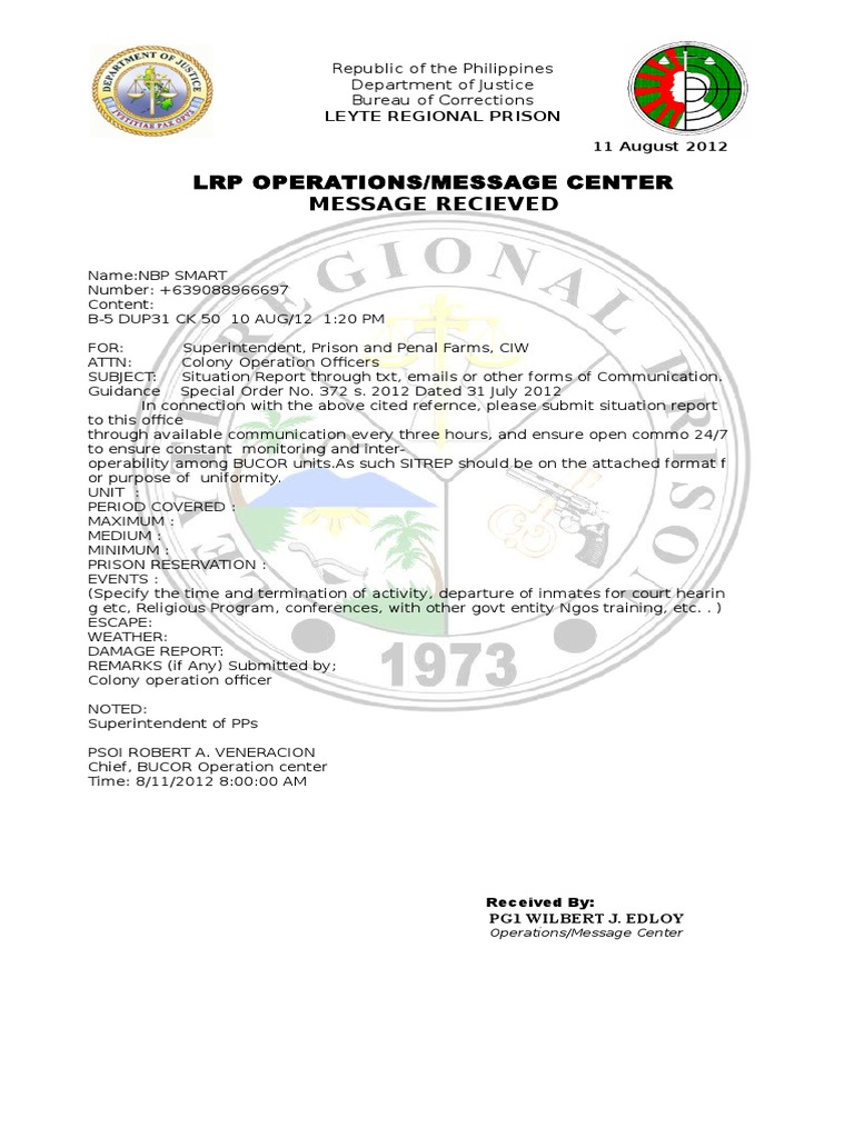 Situation Report Format and Guidance from National Bureau of ...