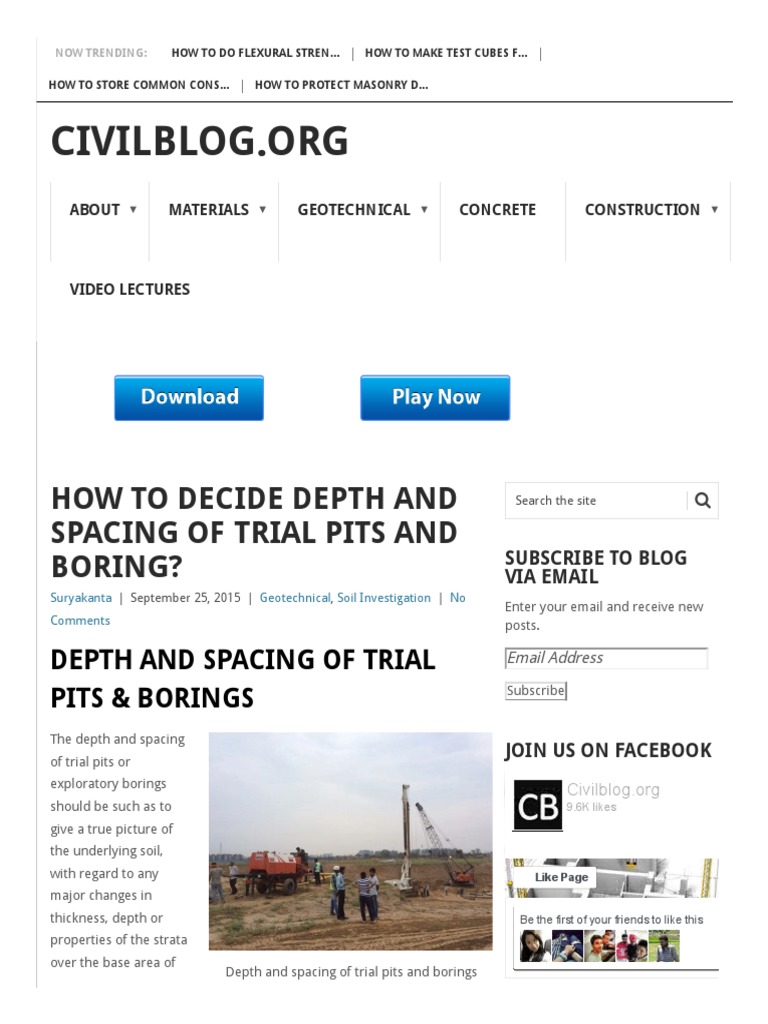How To Decide Depth and Spacing of Trial Pits | PDF | Geotechnical Engineering | Borehole