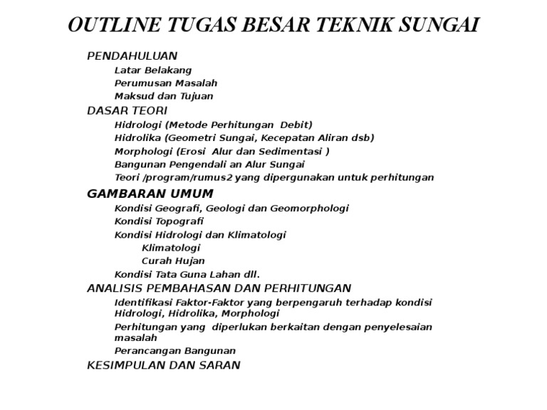 2.outline Tugas Besar Teknik Sungai | PDF
