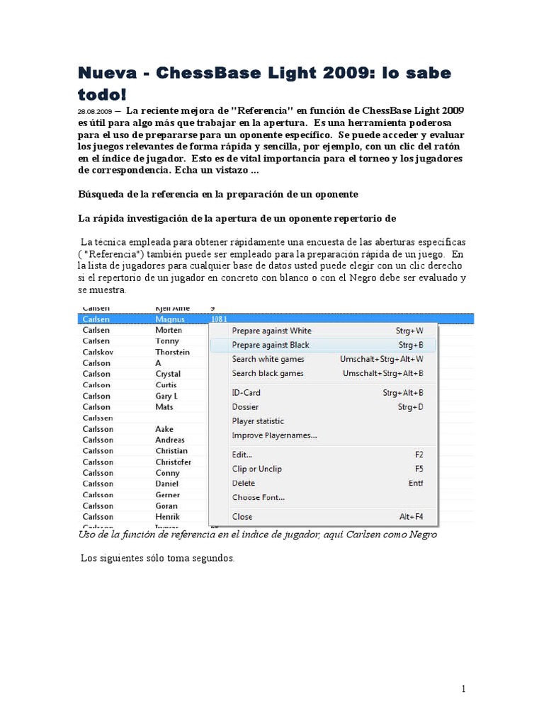 Chessbase Light 2009 | Descargar gratis PDF | Aperturas de ajedrez ...