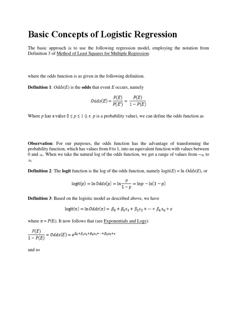 Basic Concepts of Logistic Regression | PDF | Logistic Regression ...