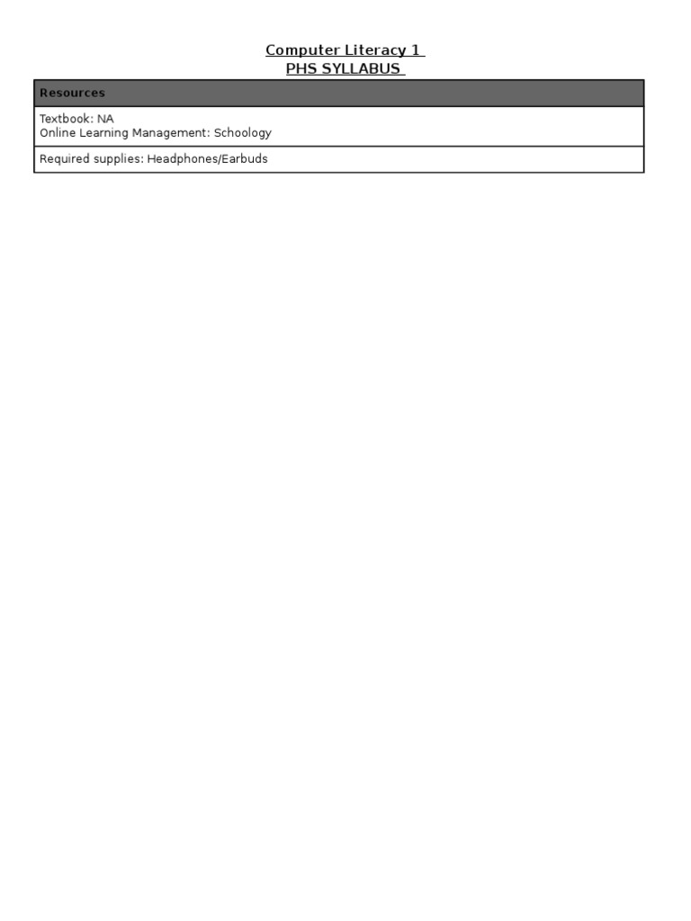 Computer Literacy Syllabus: Windows & Office | PDF | Computer File ...