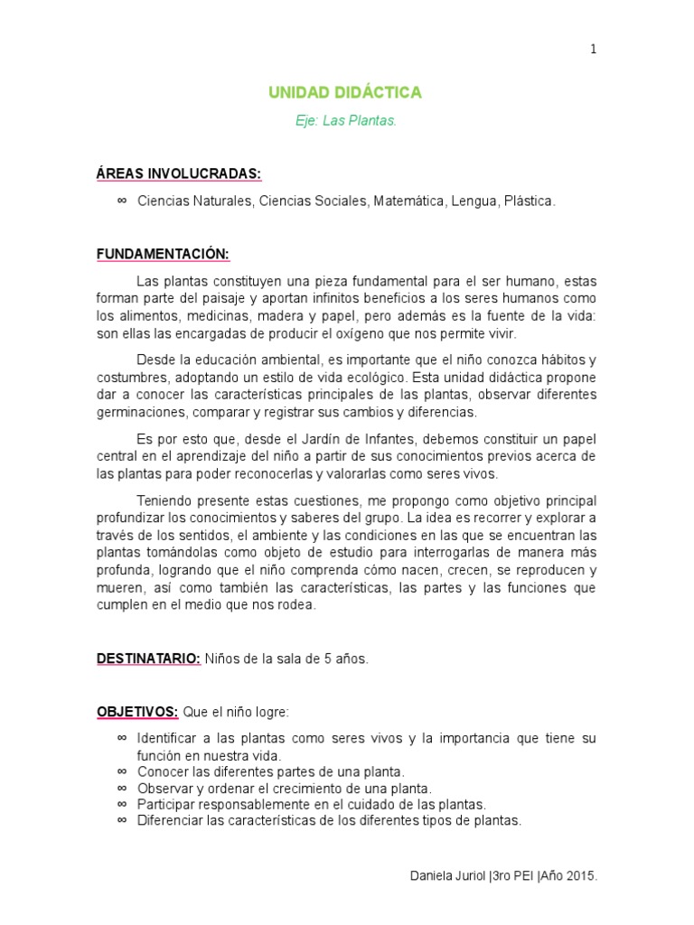 Unidad Didáctica Las Plantas | PDF | Plantas | Arboles
