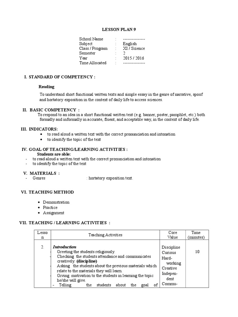 LESSON PLAN Reading Hortatory Exposition | PDF | Pesticide | Lesson Plan