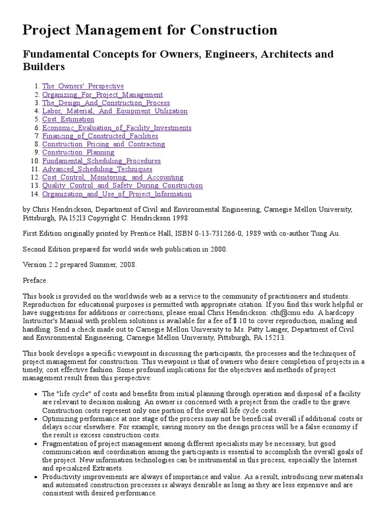 Project Management For Construction | PDF | Mortgage Loan ...