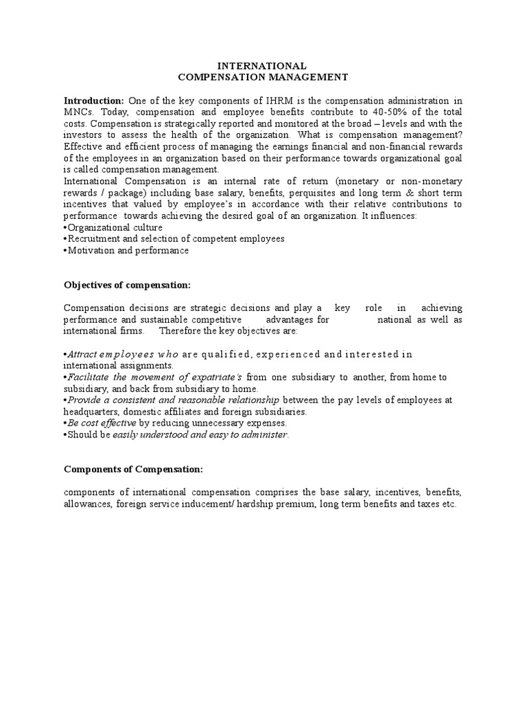 International Compensation Management | PDF | Employee Benefits | Salary