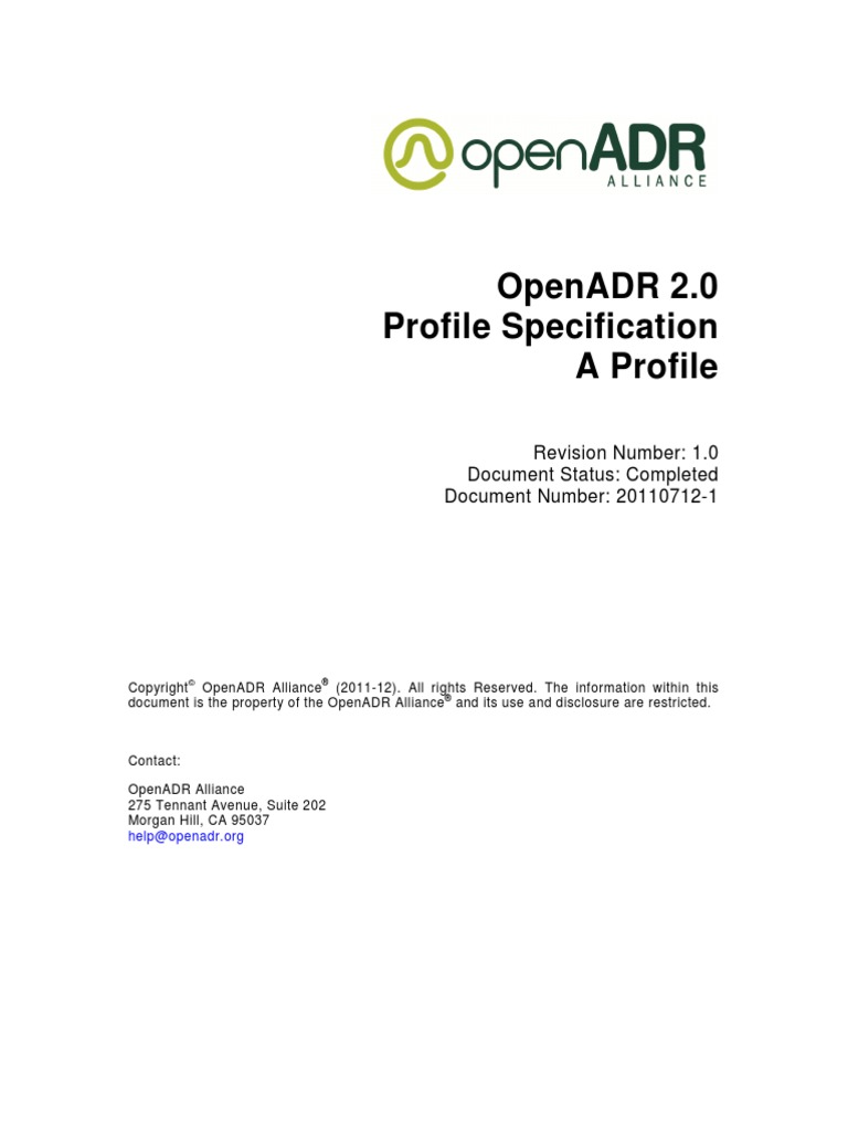 OpenADR 2 0a Profile Specification - v1 0 | PDF | Computing | Energy ...