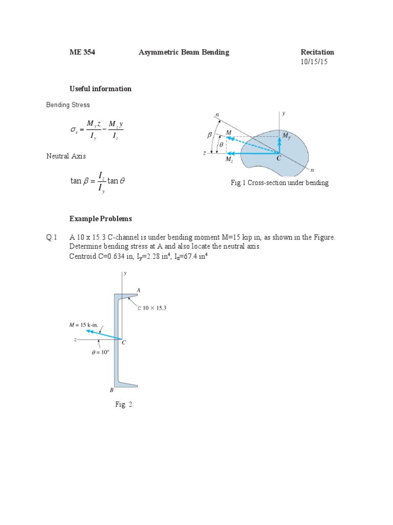 Example Problems - Asymmetric Bending and Buckling | PDF | Bending ...