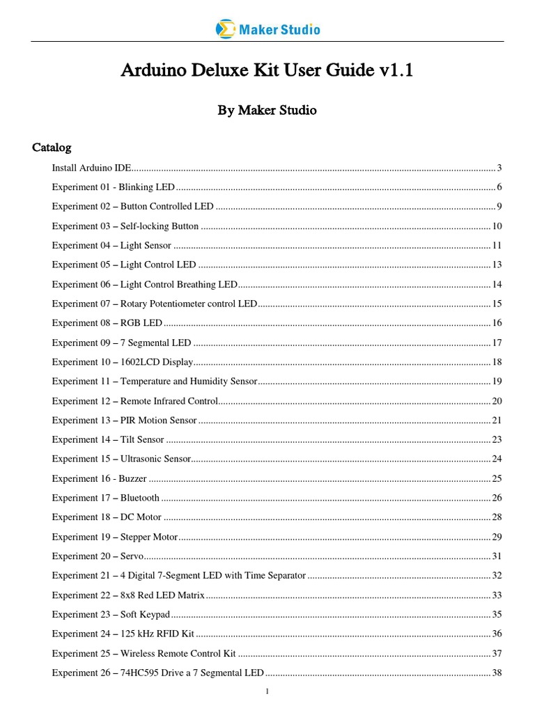 Arduino Deluxe Kit User Guide v1.1 | PDF | Arduino | Device Driver