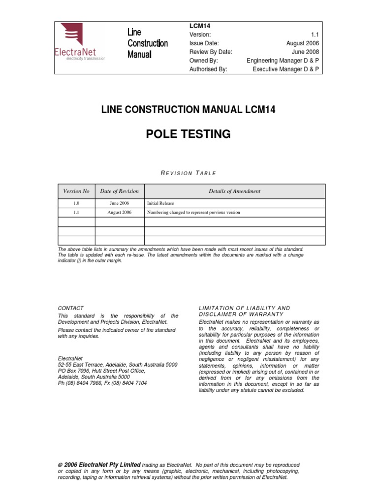 LCM14 Pole Testing Guidelines | PDF