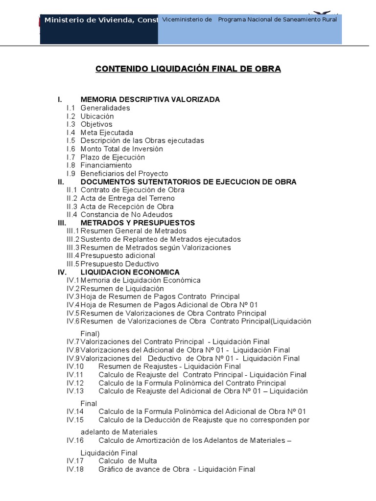 Separadores Liquidación Final de Obra | PDF | Economias | Business