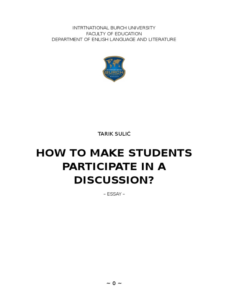 Essay - How To Make Students Participate in A Discussion | PDF ...