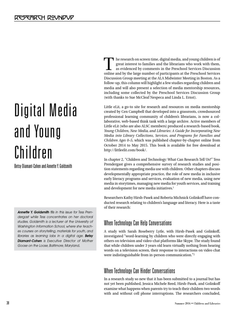 Digital Media and Young Children | PDF | Librarian | New Media
